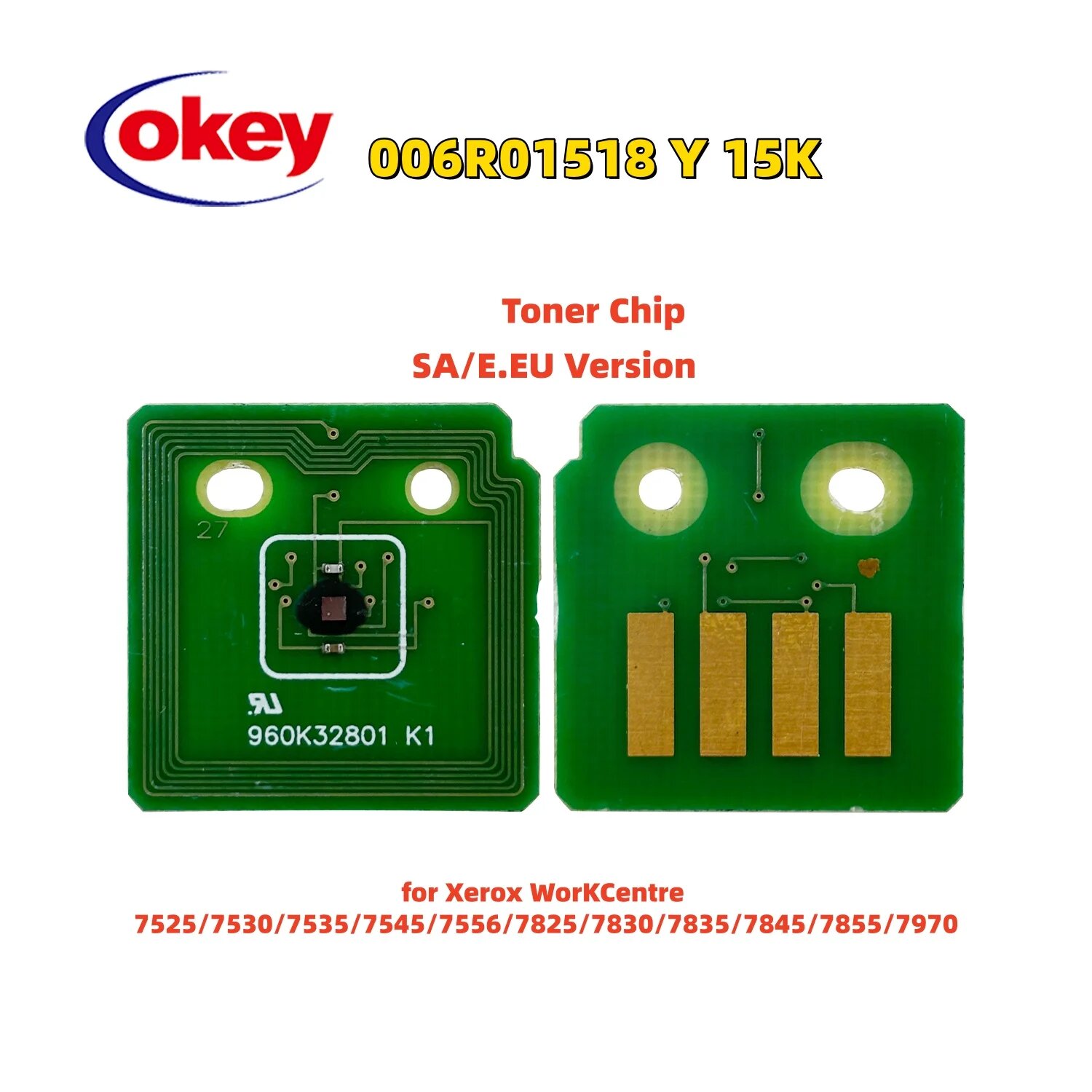 20 шт. чипов тонера Cokey для Xerox WorkCentre 20pcs Y 006R01518