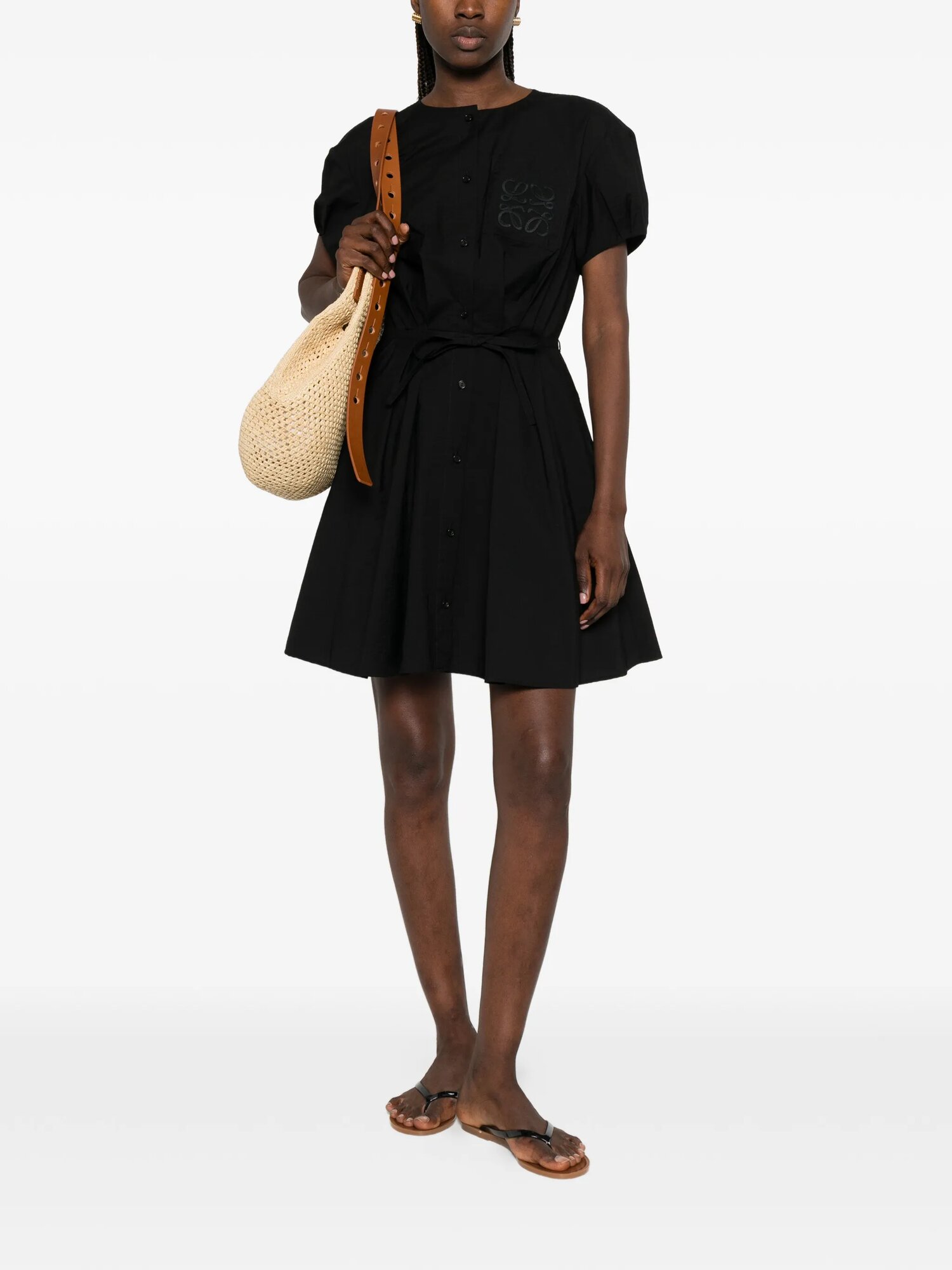 Платье X Paula's Ibiza Anagram-embroidered belted dress
