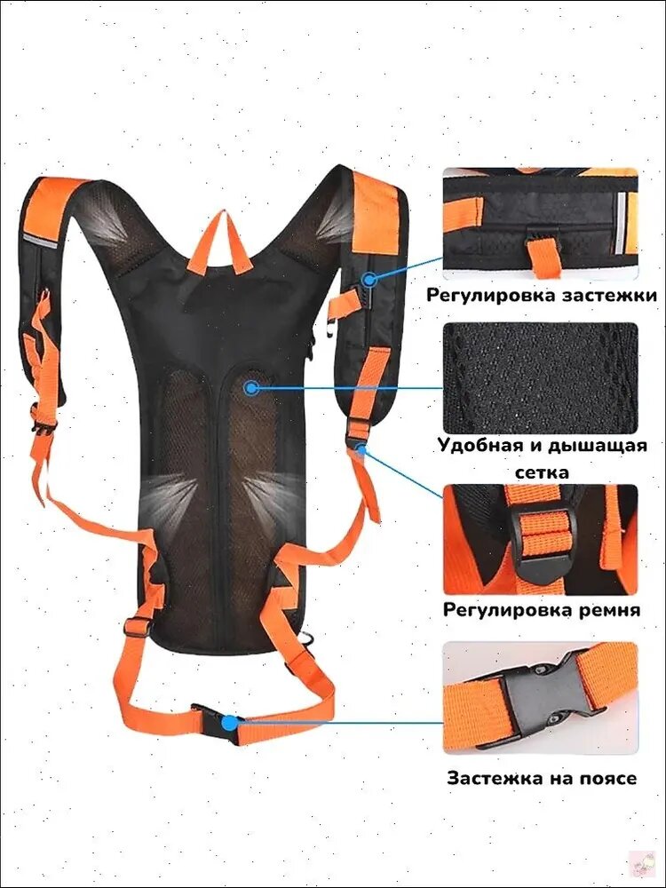 Рюкзак KTM с гидратором 2л, мужской, черный, спортивный, для бега, велорюкзак — фото 1
