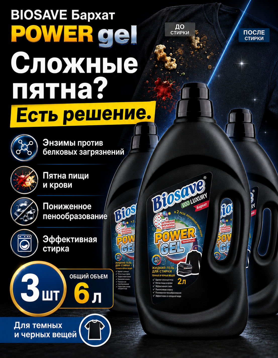 Гель для стирки парфюмированный BIOSAVE Бархат 2 л