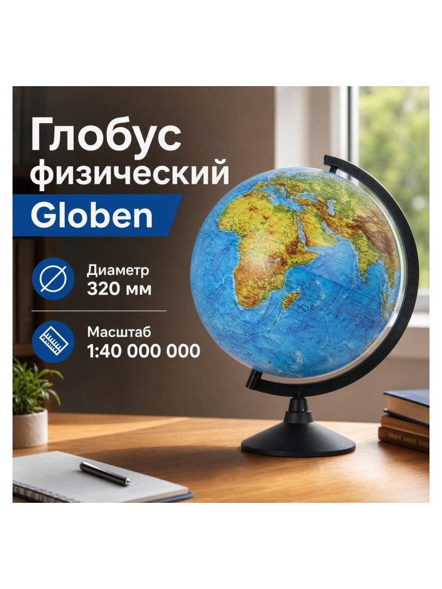 Глобус Globen физический Классик, диаметр 320 мм