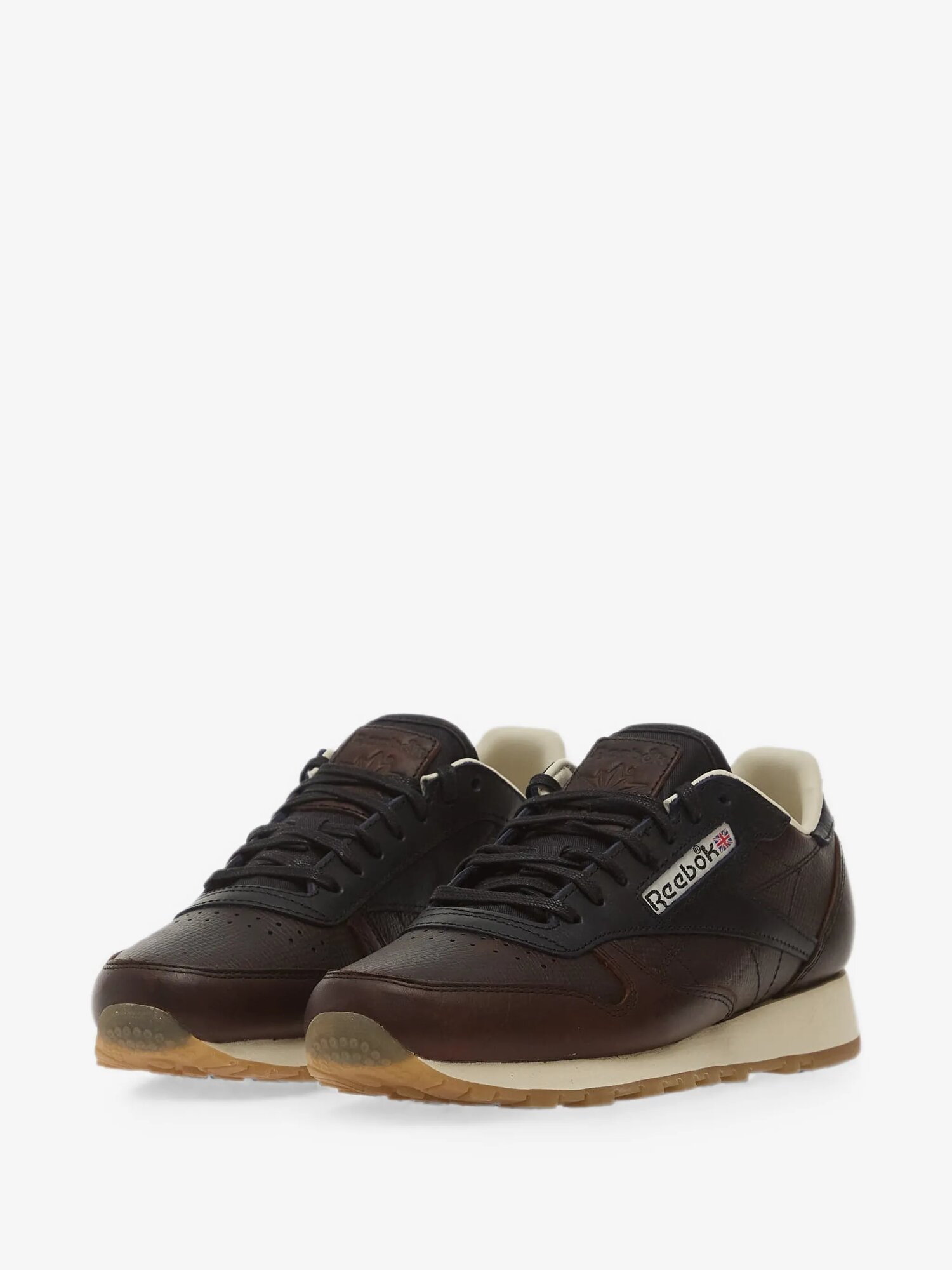 Кроссовки Reebok Classic Leather, размер 9.5 US, коричневый/серый/оранжевый — фото 1
