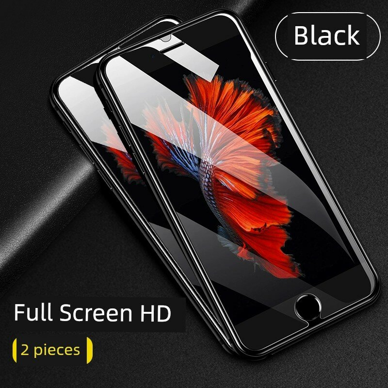 IPhone 8 9D Прозрачная Полное Покрытие Анти-отпечатки Стеклянная Пленка 2 Штуки Защита Экрана