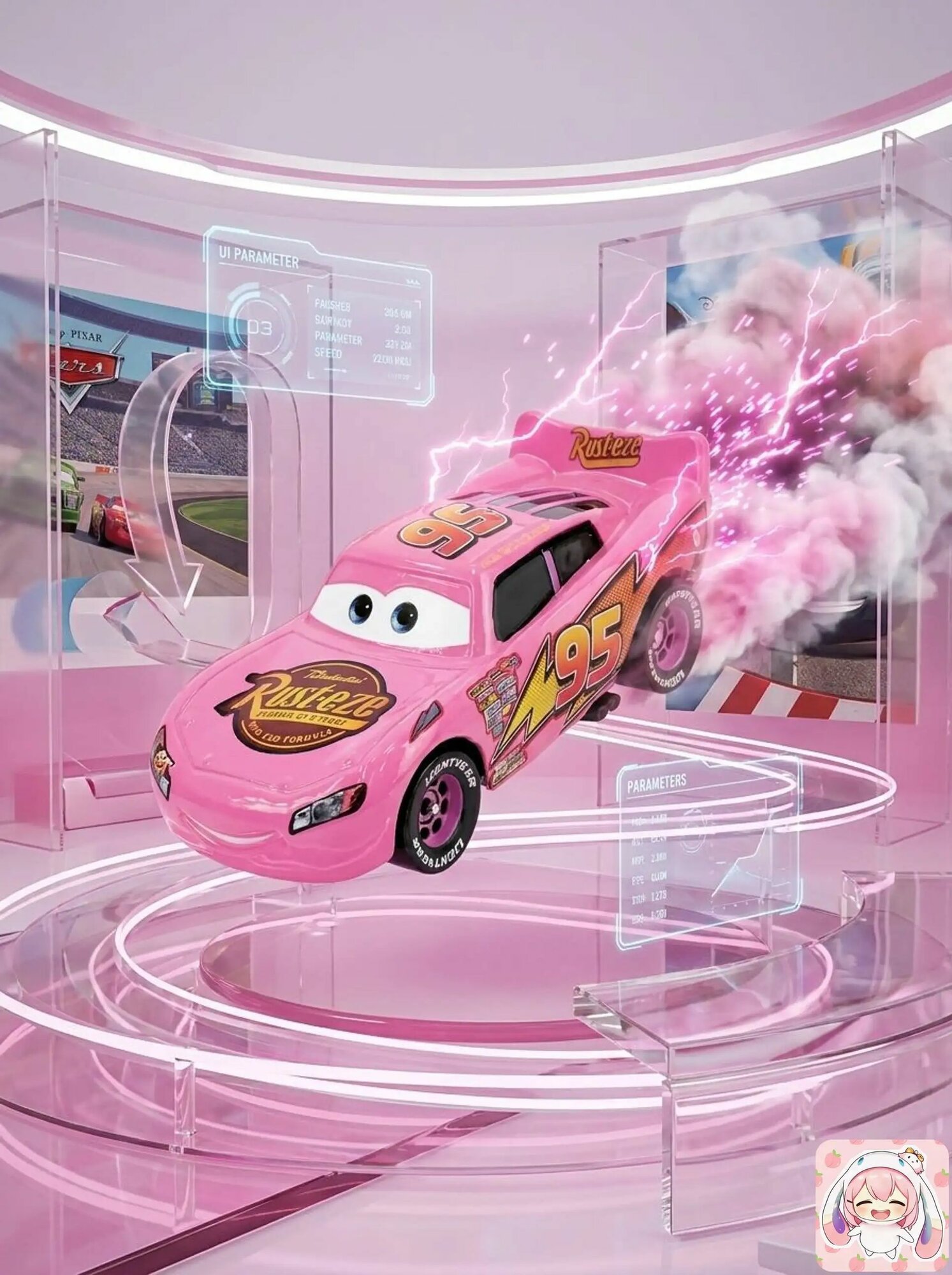 Металлическая машинка McQueen из мультфильма "Тачки" модель - Розовое гальваническое Маккуин.