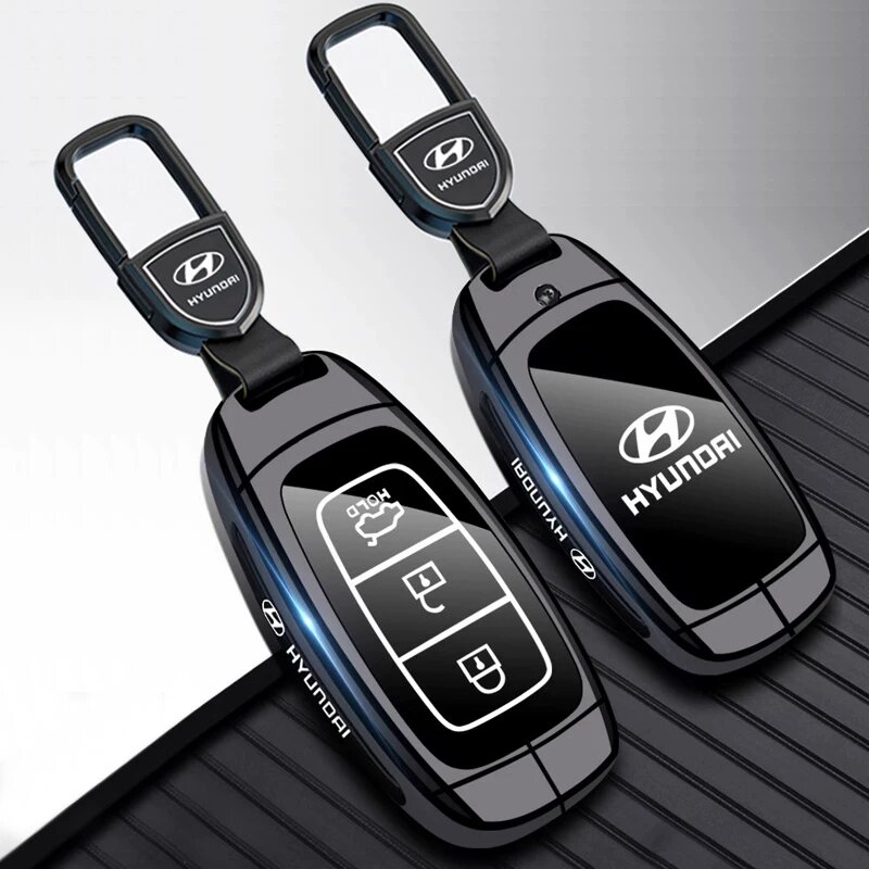 Ключевой чехол для Hyundai Elantra, Fiesta, ix35, Santa Fe, Tucson - Черный клип с логотипом