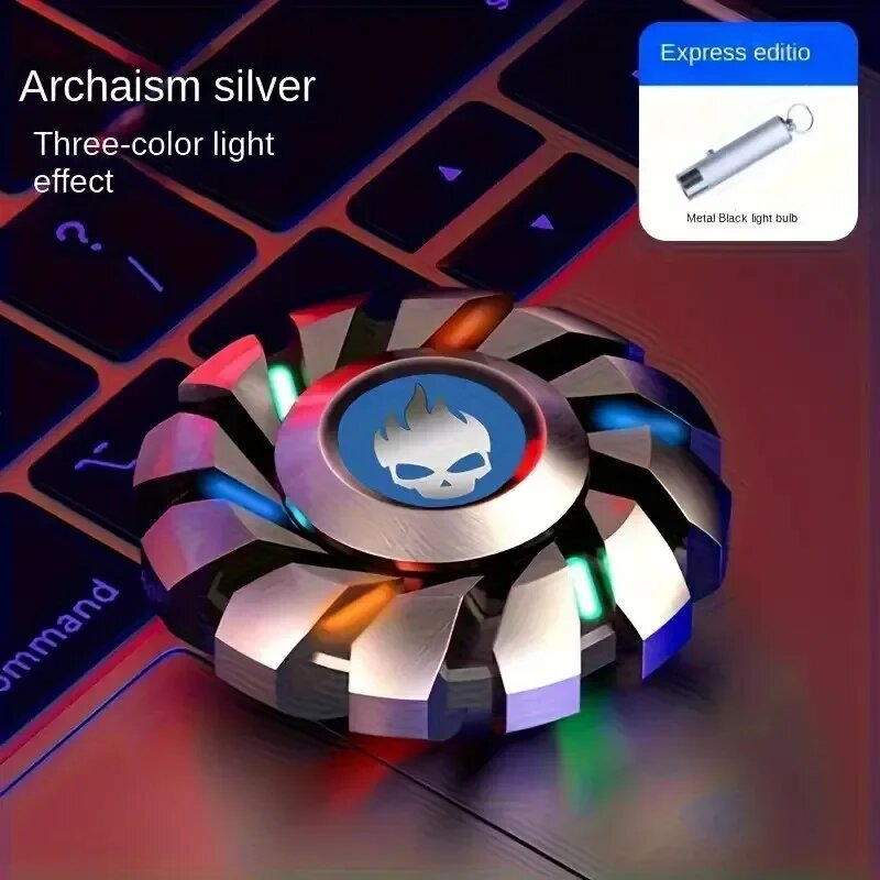 Металлический светящийся спиннер YIJOO Серебряный, Silver