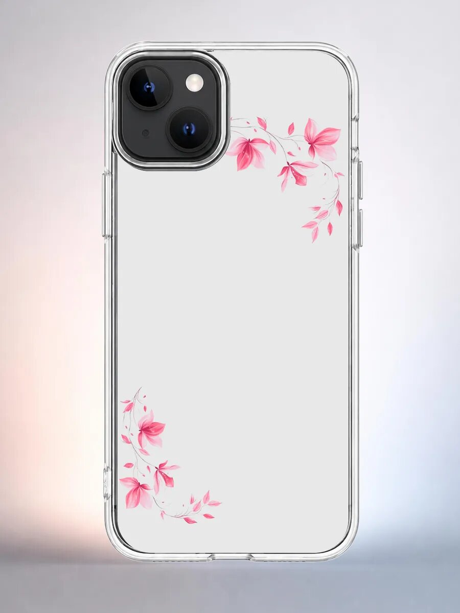 Чехол iPhone 13 цветочная рамка силиконовый прозрачный