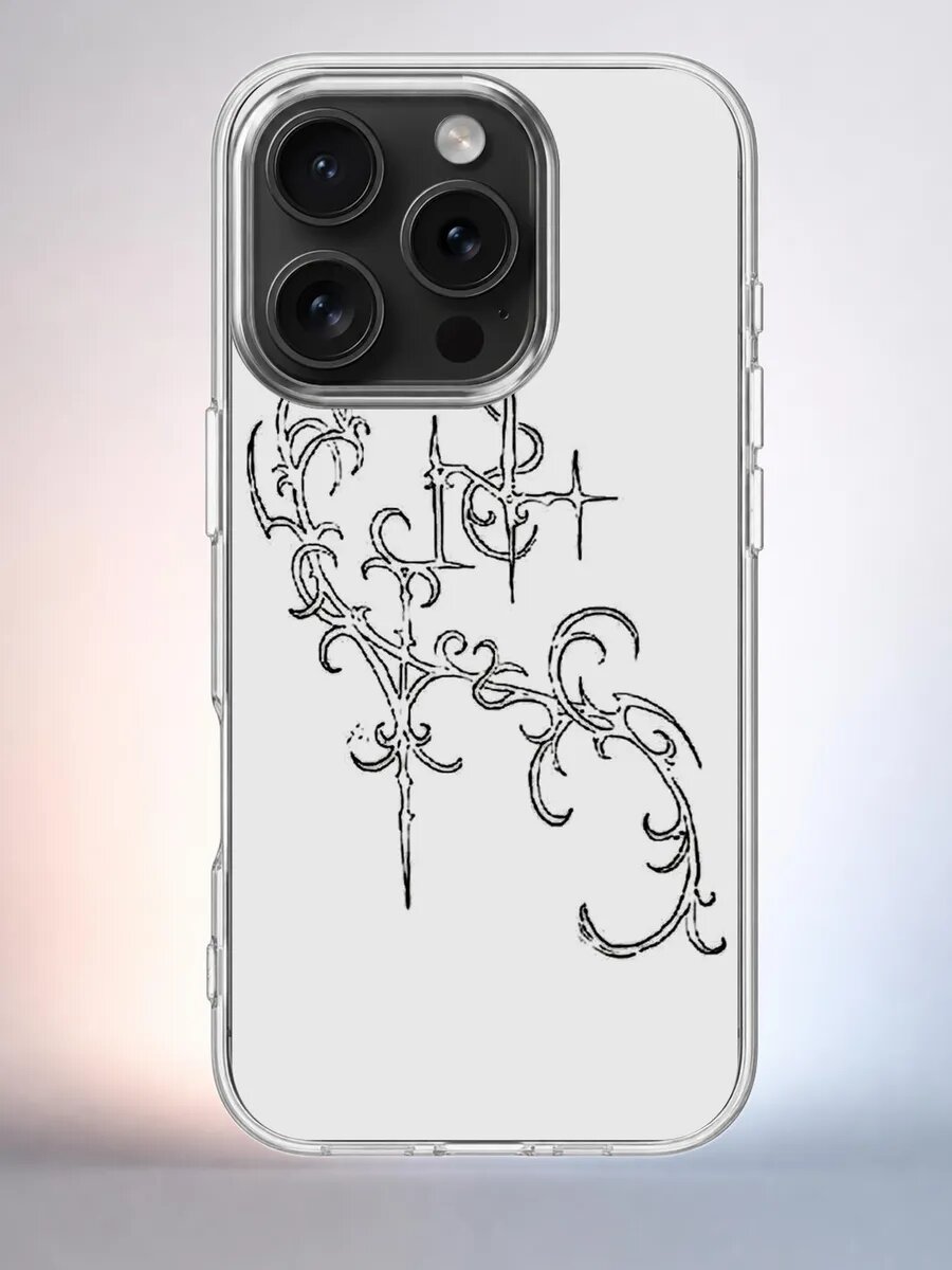 Чехол iPhone 15 Pro готический кинжал силиконовый прозрачный