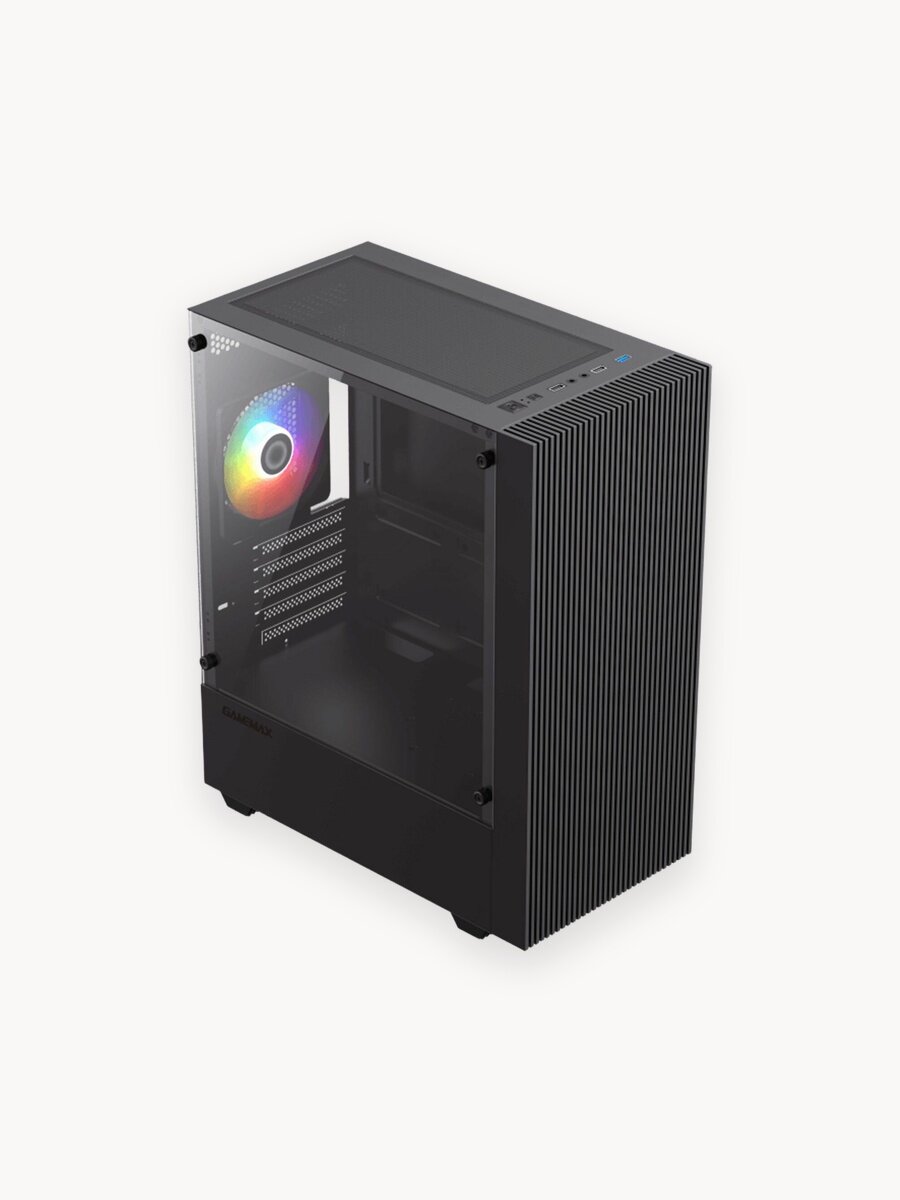 Корпус для ПК GAMEMAX Edge без БП (Черный Micro-Tower Micro-ATX, Mini-ITX CPU 155мм VGA 320мм USB3.0 Закаленное стекло,1*120 RGB)