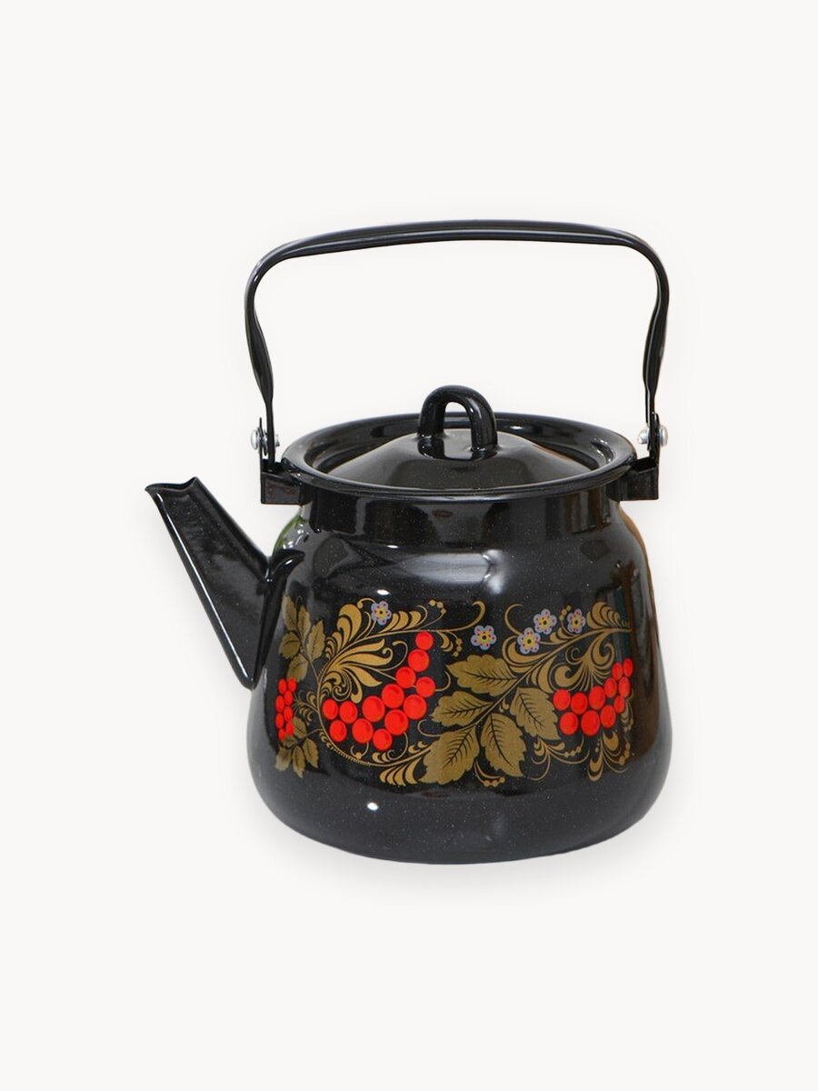 Чайник Сибирские товары «Рябинушка», эмалированный, сталь, 3.5 л, черный
