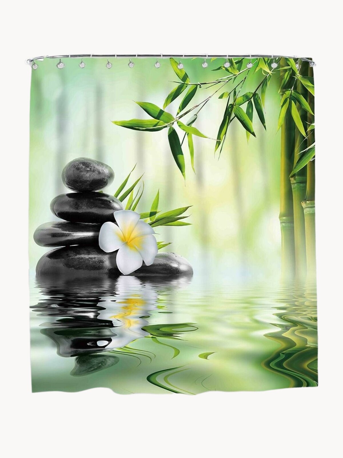 Штора для ванной Kaksa (ВТ35) "Лагуна", 180x180 см, водоотталкивающая, с люверсами, повышенной плотности, с кольцами