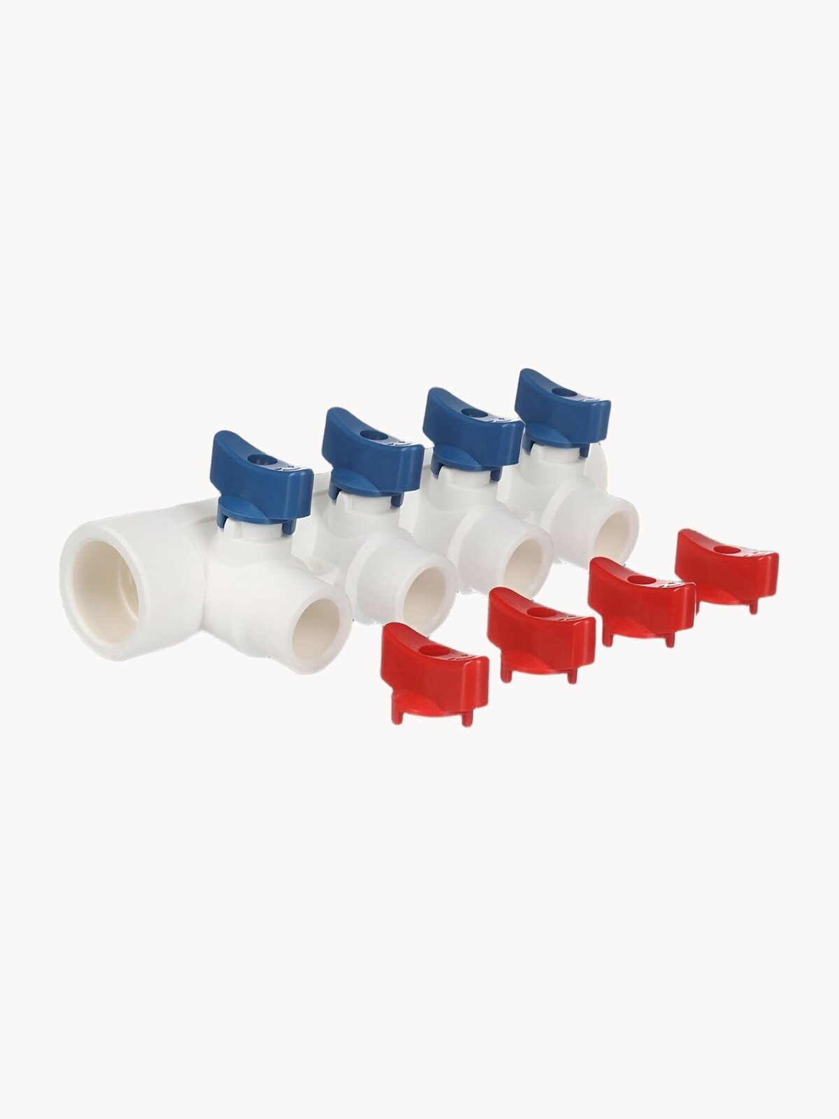 Коллектор PPR с шаровыми кранами RTP D32 mm x D20 mm x 4 выхода универсальный, полипропилен, 28202