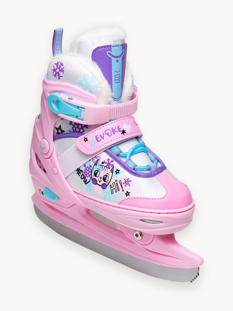 Коньки YOKI EVOKE, детские, фигурные, раздвижные, цвет розовый