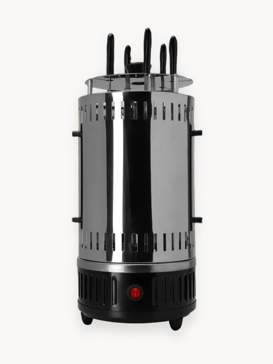 Электро-шашлычница 1000 Вт на 5 шампуров, нержавеющая сталь, автовращение, защитный кожух