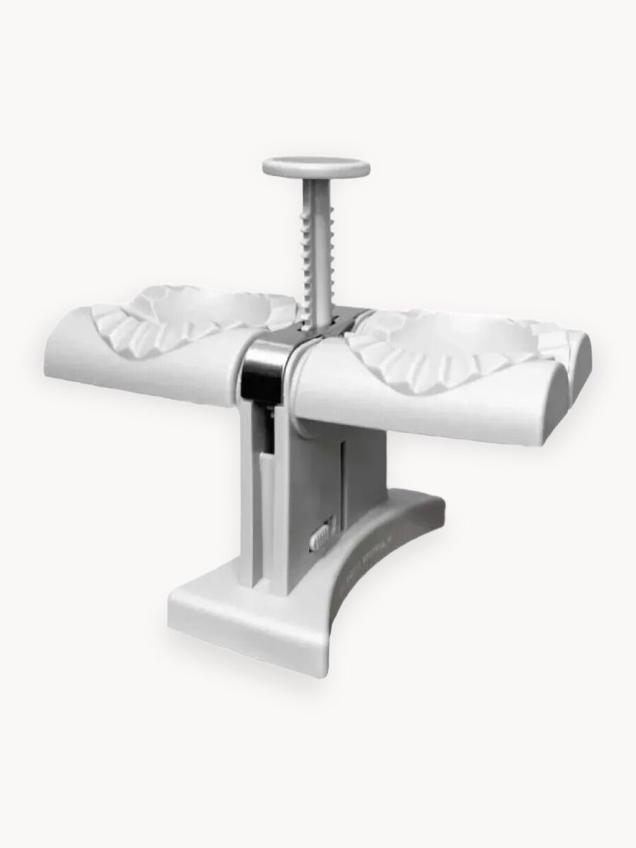Пельменница, механическая, пластиковый корпус, нержавеющая сталь внутри, белая
