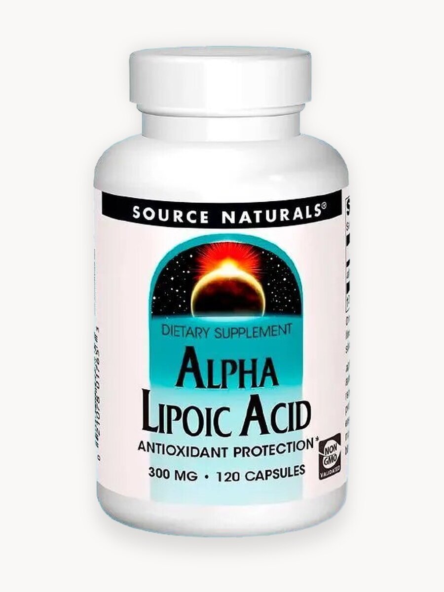 Source Naturals "Альфа липоевая кислота", 120 капс, для похудения, антиоксидант