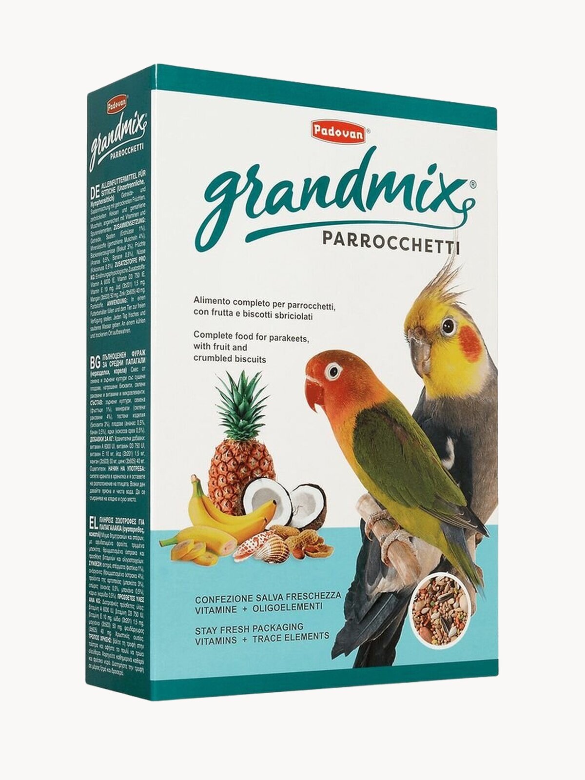 Корм для неразлучников, корелл и других средних попугаев комплексный PADOVAN GRANDMIX Parrocchetti (850 г)