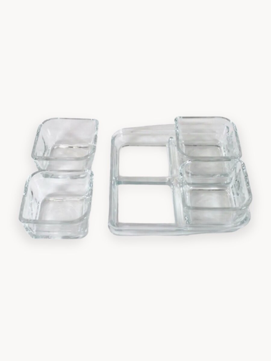 Менажница составная 4-х секционная х 85 мл. "Baroque" 13,5 х 16 см. составная на подставке для сервировки, подачи стекло прозрачная