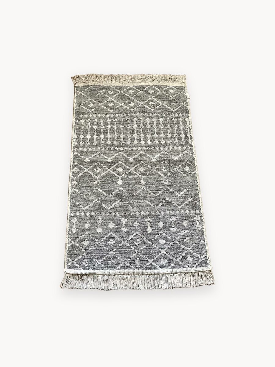 Коврик прикроватный 60х90 см, серый, двусторонний, хлопковый, безворсовый, Musafir Home