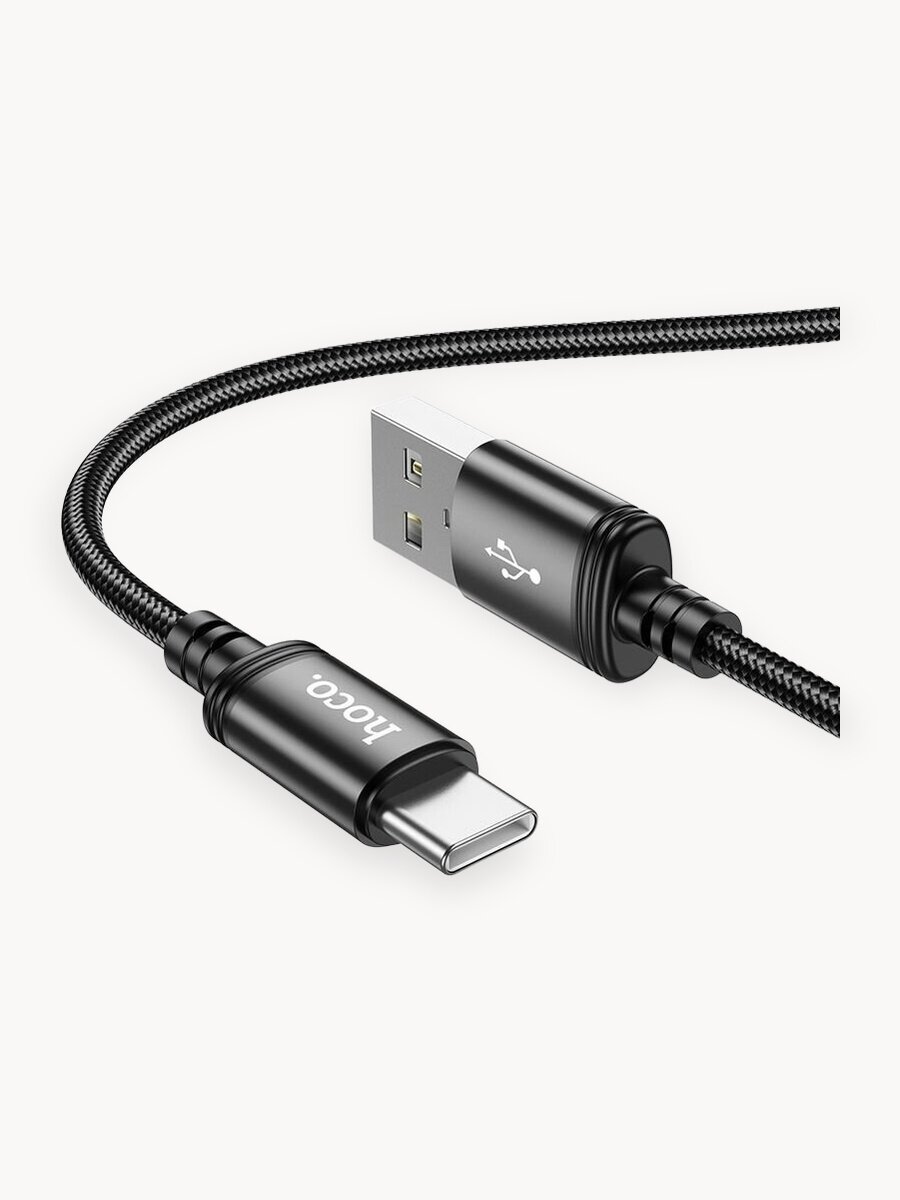 Кабель Hoco для смартфонов, USB - Type C, Hoco X89 Wind, чёрный, 1 метр, 3A для быстрой зарядки