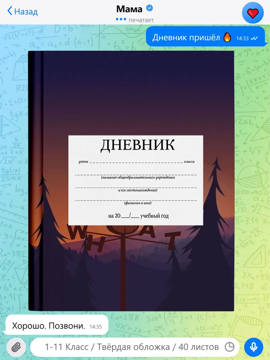 Школьный дневник с принтом Гравити Фолз