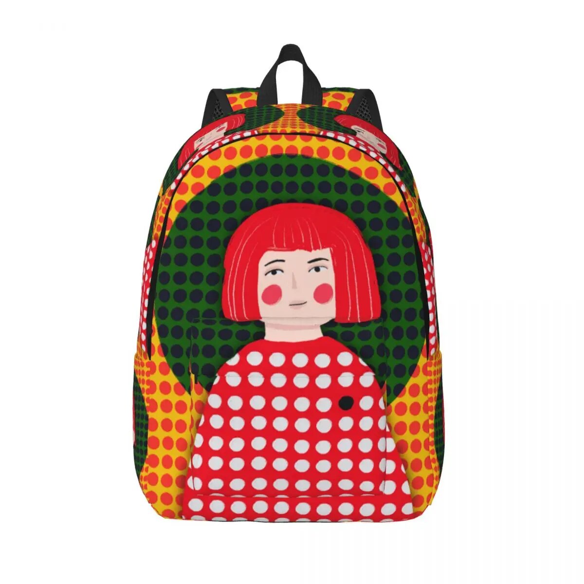 Рюкзак на холсте Yayoi Kusama с абстрактной живописью для мальчиков и девочек, 30x14x40cm, 15