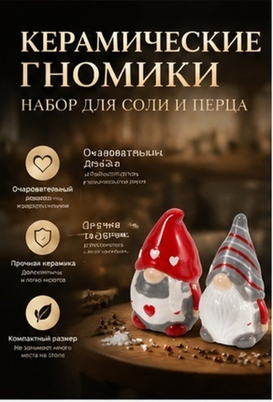 Декоративная Керамическая Баночка Для Приправ В Форме Гнома Набор Из 2 Штук Размер 8 50X6 10X5 50Cm
