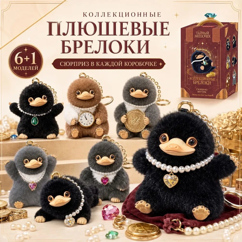 MINISO Harry Potter / Fantastic Beasts плюшевый брелок Niffler в сюрприз-боксе, коллекционная подвеска на сумку, серия Jewelry Museum, 6 обычных дизайнов + секретная модель