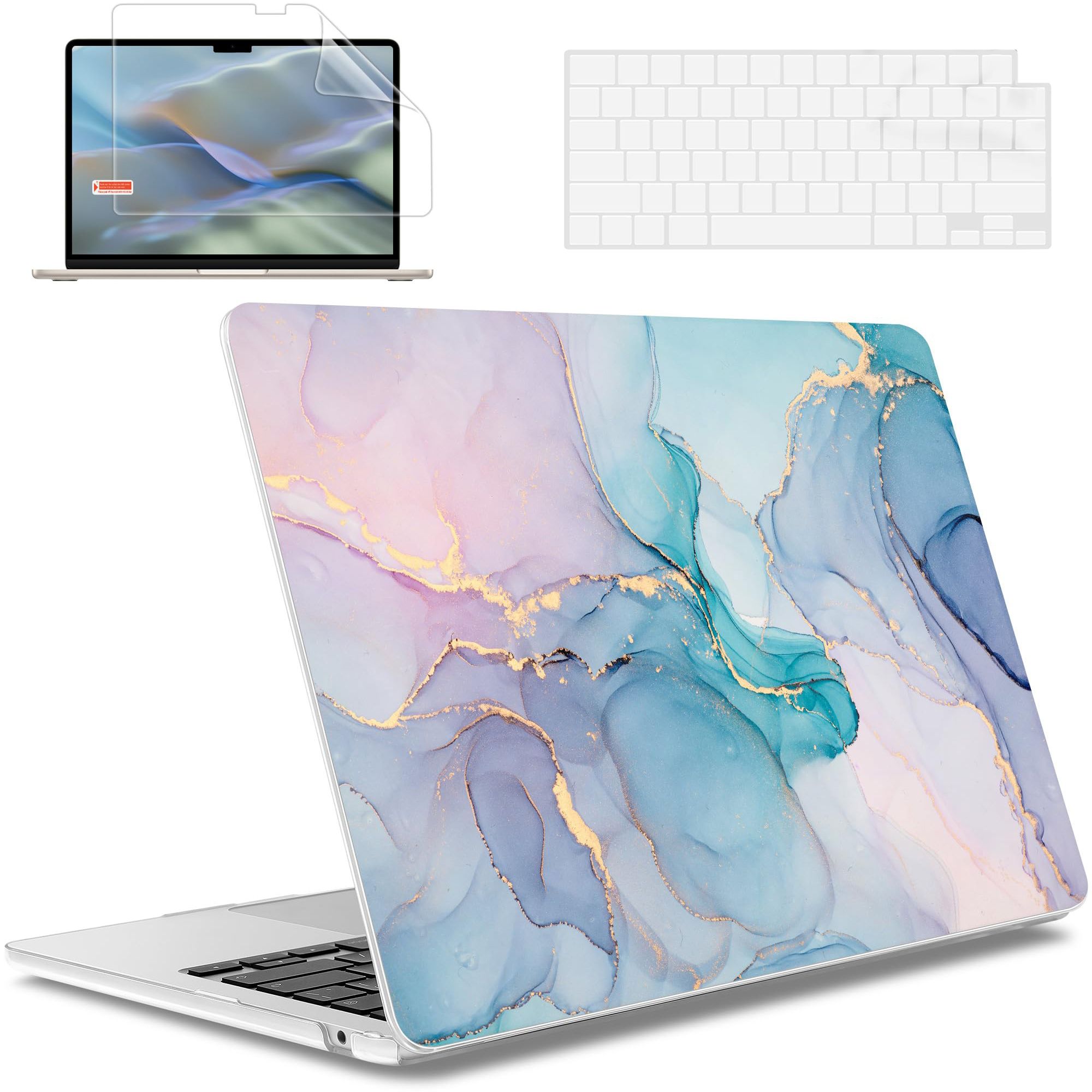 Совместим с 13-дюймовым чехлом MacBook Air (модели A1369 и A1466, более старая версия 2010-2017 годов выпуска), пластиковым жестким чехлом с крышкой клавиатуры и защитной пленкой для экрана,