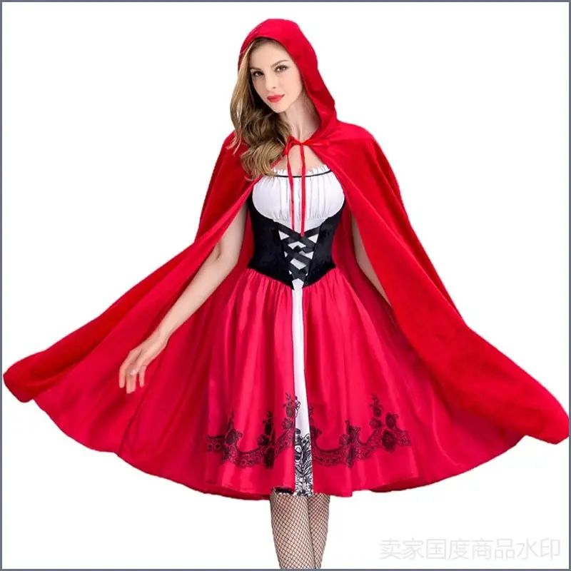 Женский готический костюм Красной Шапочки с капюшоном, размер XL