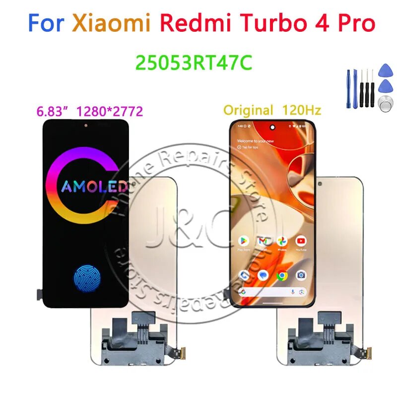 Оригинальный 6,83 "AMOLED для Xiaomi Redmi Turbo 4 Pro, ЖК-дисплей 25053RT47C, сенсорный экран для Redmi Turbo 4 Pro, замена дисплея