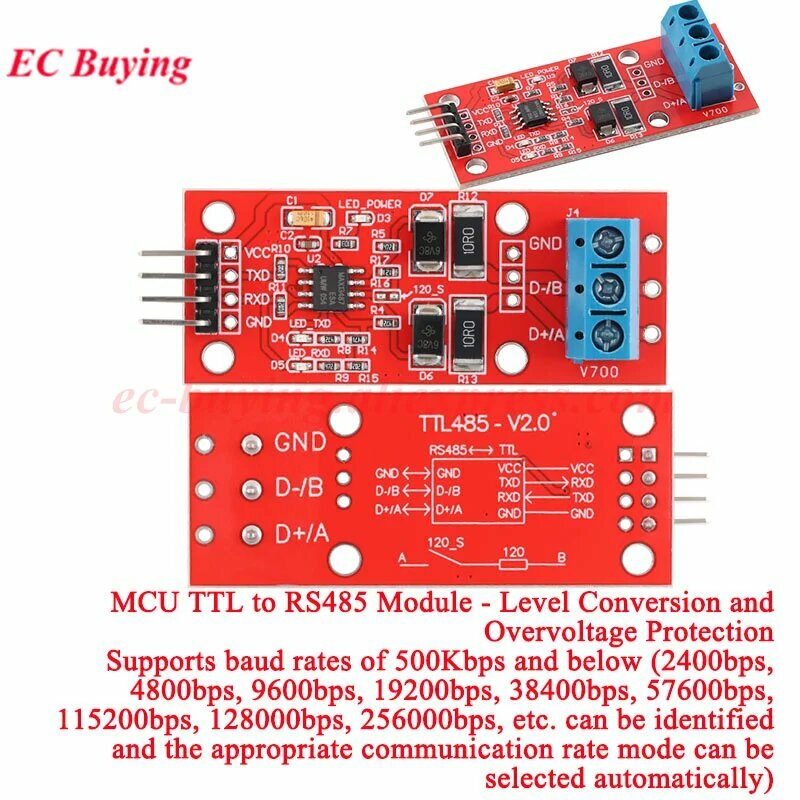 Модуль преобразователя уровня RS485 RS232 EC Buying 2pcs, TTL to RS485 Red
