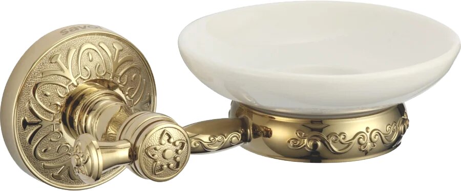 Мыльница Savol 58 b S-005859B настенная, керамическая, золотая, круглая