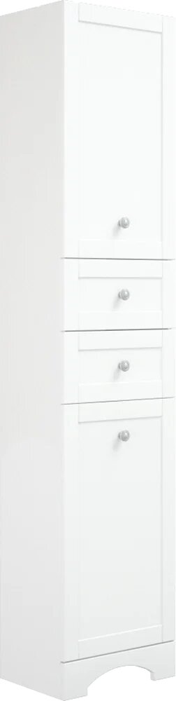 Шкаф-пенал для ванной Corozo Техас 40 с бельевой корзиной, напольный, 40 см, белый, светлое дерево, матовый, с ящиком, с дверками, фурнитура серебро, из МДФ, в стиле ретро