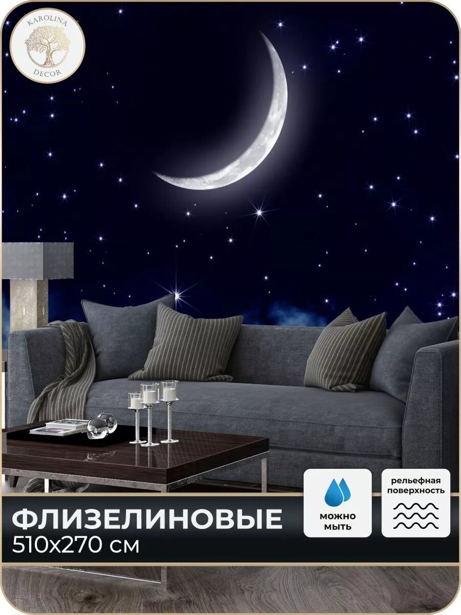 Фотообои Луна Космос в детскую в спальню на кухню 500х270