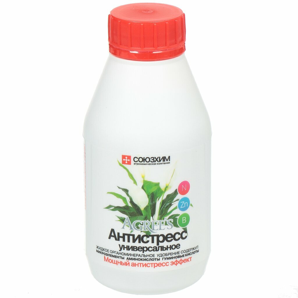 Удобрение Антистресс Agree's универсальное органоминеральное жидкое для роста и цветения растений, 250 мл