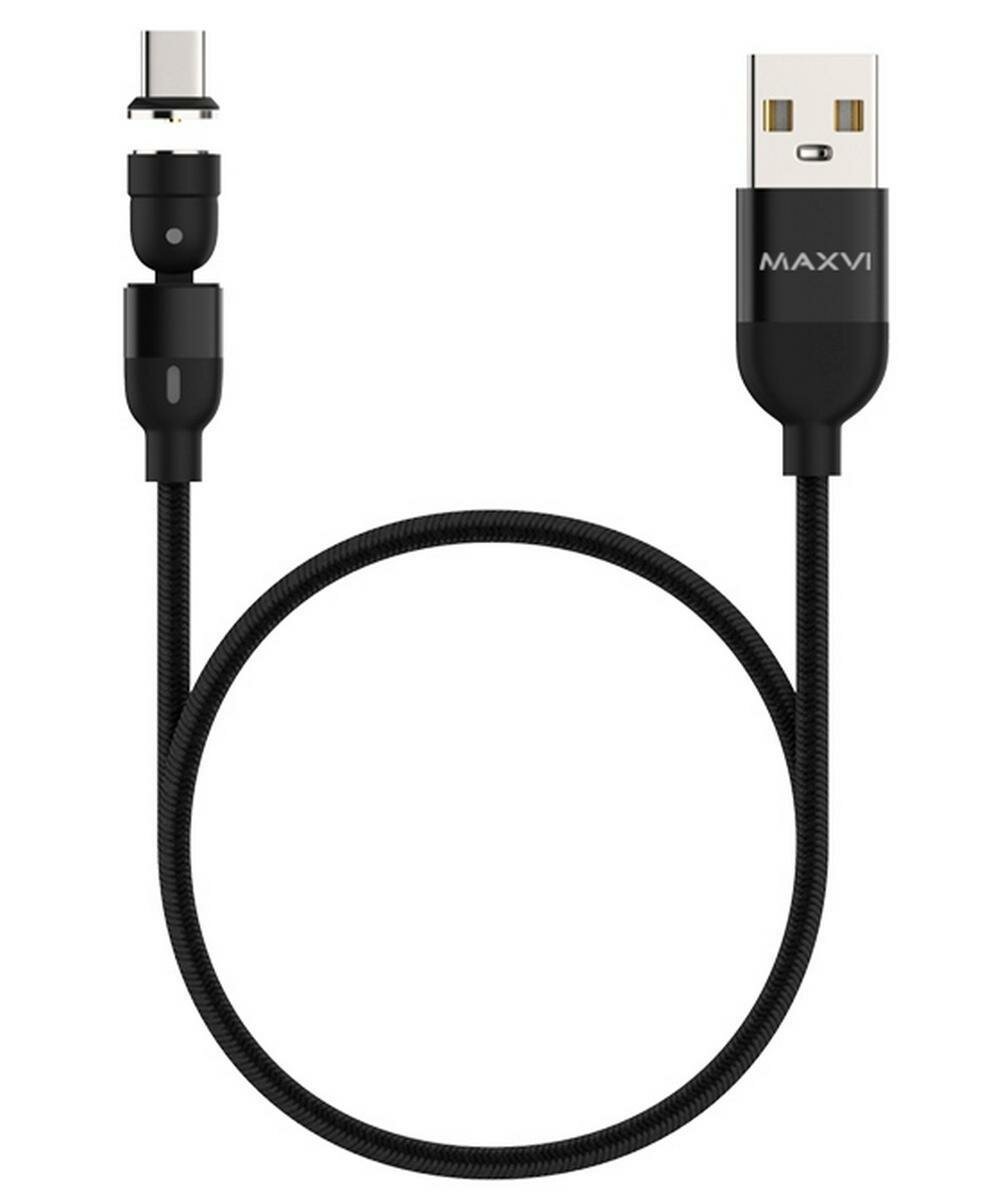 Кабель Maxvi MCm-02T LED, магнитный разъем Черный USB - Type-C RU