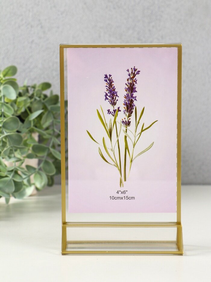 Двухсторонняя фоторамка прозрачная на 2 фото 10×15 см «Прозрачность мыслей», акрил, 4×13.5×18 см