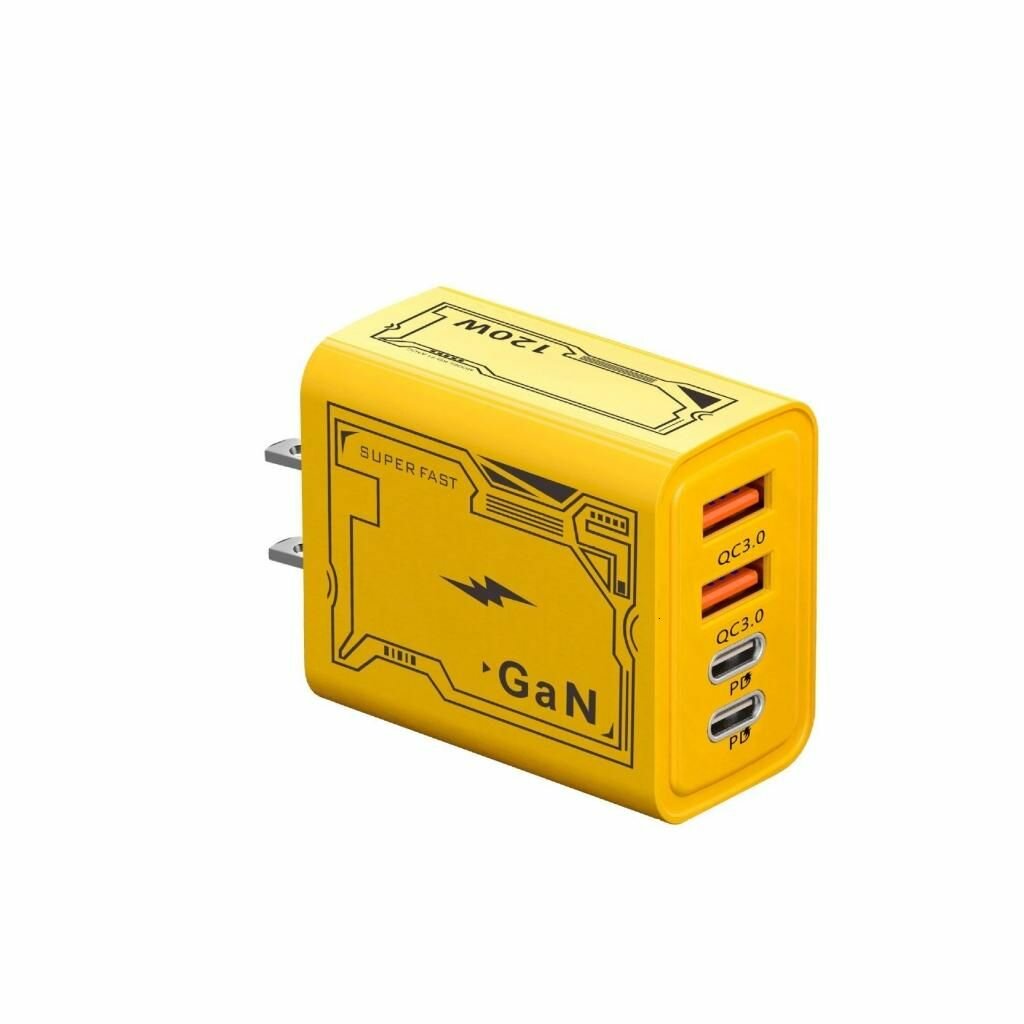 Мощное зарядное устройство 120W с двумя Type C и USB для эффективной зарядки нескольких устройств, Штепсельная Вилка США