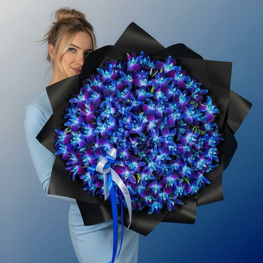 Премиум-букет XXL 101 Космическая ночь. Монобукет T3028. Leora Flowers дом цветочной моды