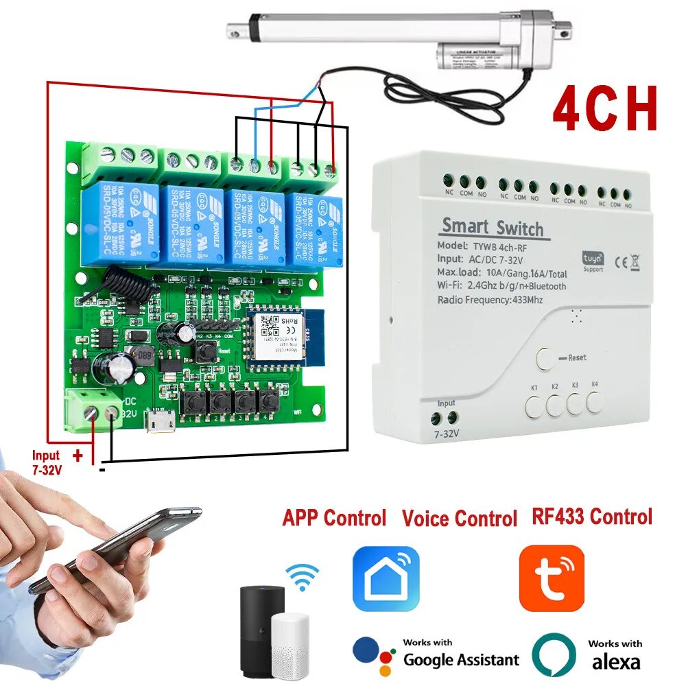 Tuya 4CH WIFI DC Motor Controller