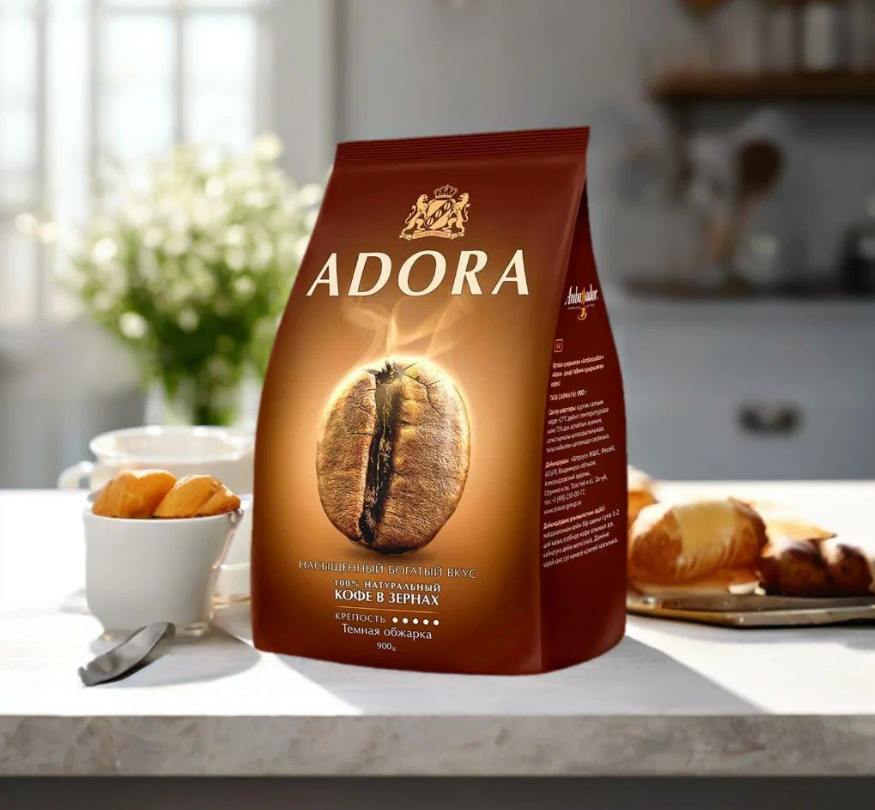 Кофе в зернах Ambassador Adora 900 гр, арабика/робуста, темная обжарка