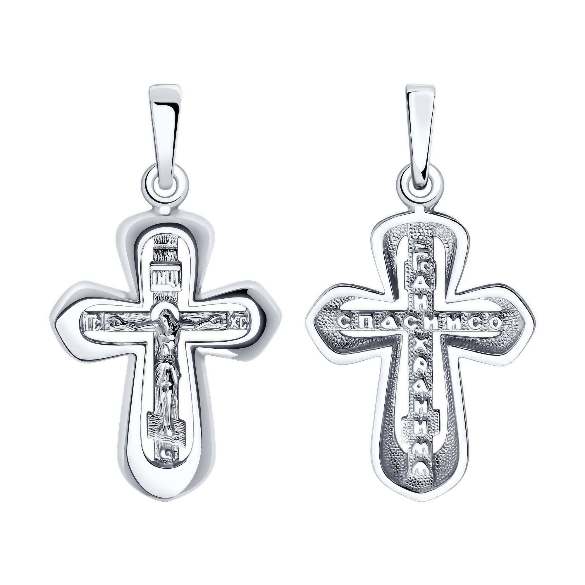 Крестик, серебро, 925 проба, родирование