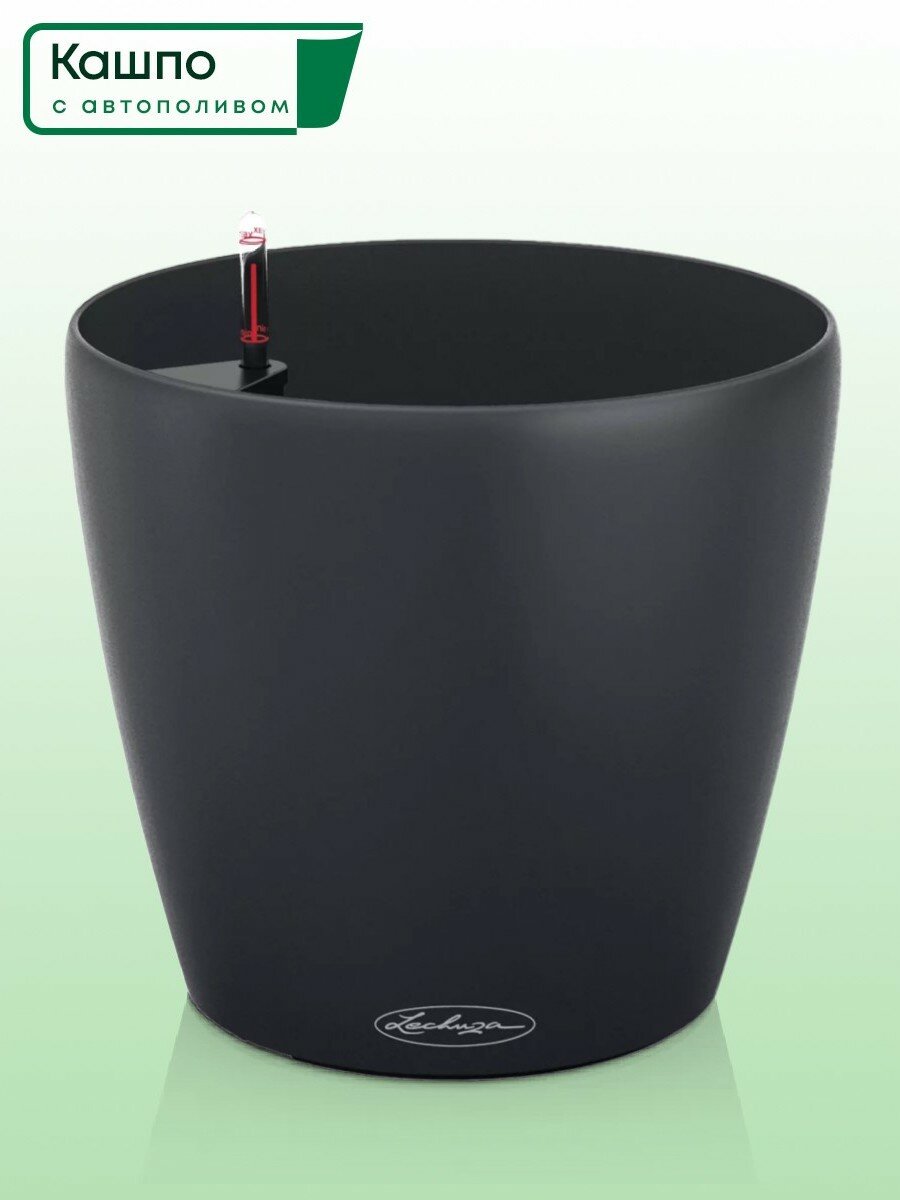 Кашпо с автополивом Lechuza CLASSICO Color 21, D21,5 H20,5 см, темно-серое матовое / горшок для цветов