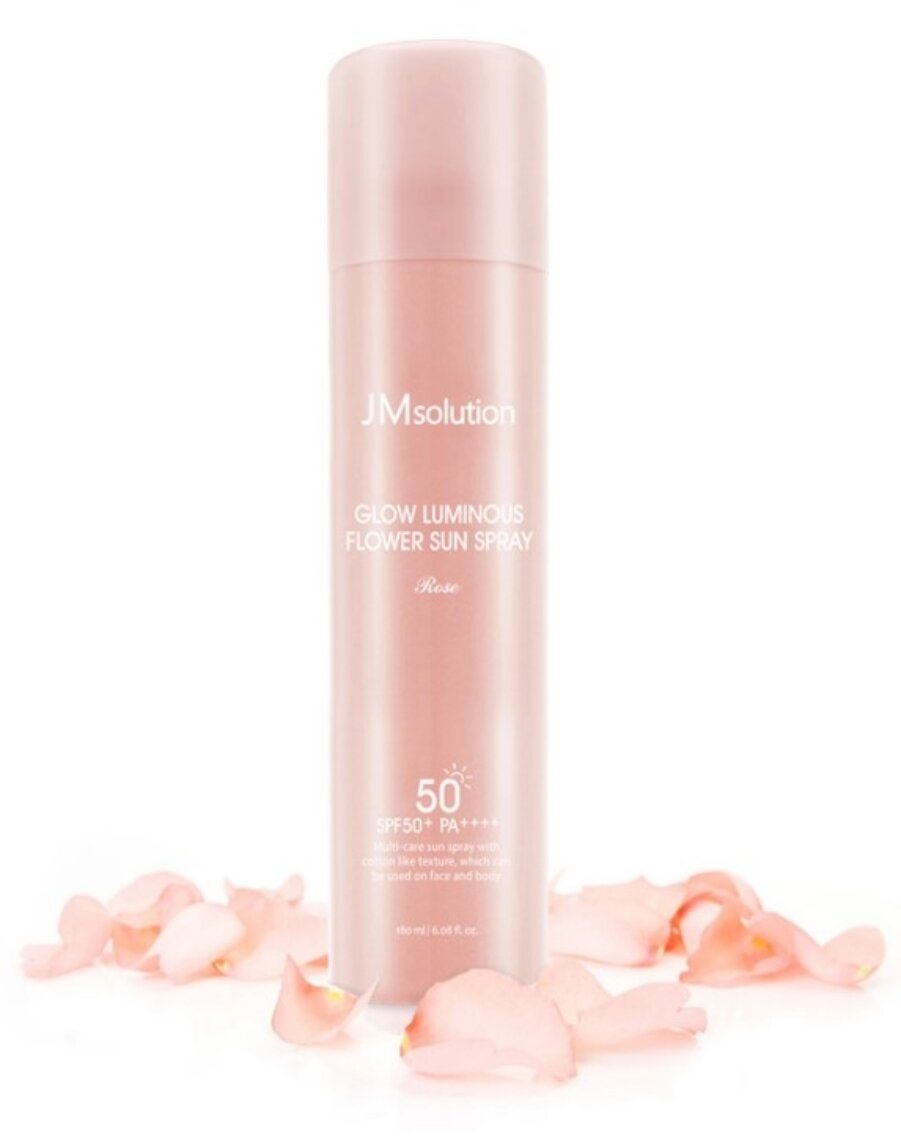 JM SOLUTION Солнцезащитный спрей с дамасской розой GLOW LUMINOUS FLOWER SUN SPRAY ROSE 180 мл
