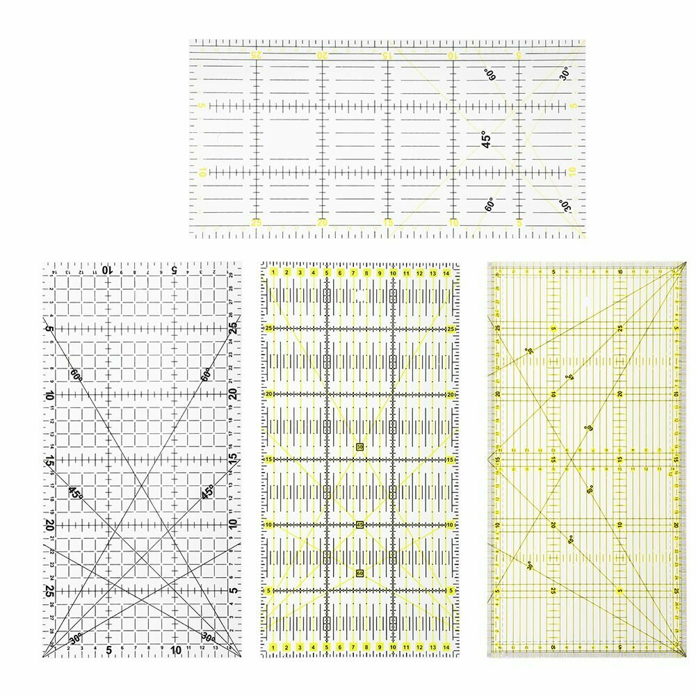 4 шт. линейка для шитья и квилтинга, швы для рисования, DIY ремесла, измерительный инструмент, 15x30 см, с сеткой