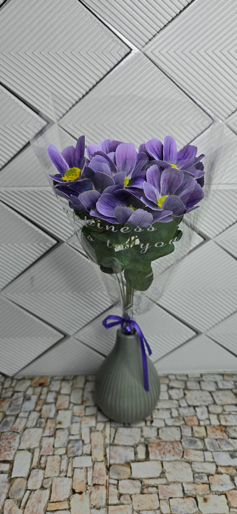 Искусственные цветы Holodilova "Анемоны", искусственный латекс, высота 40см, сиреневые