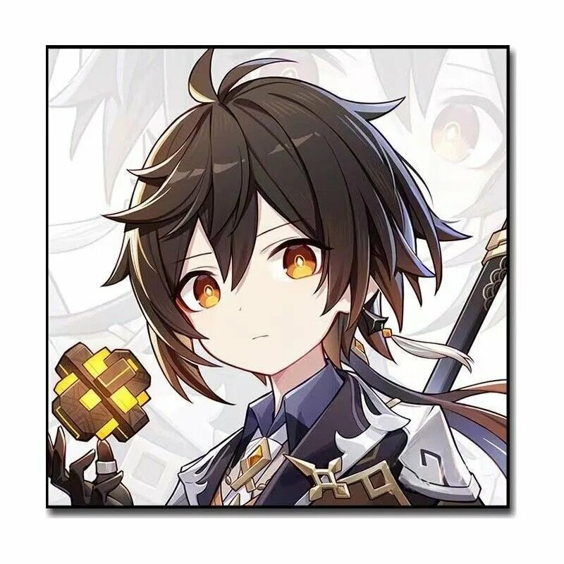 Картина по номерам, Геншин Импакт Чжун ли / Zhongli Genshin Impact, Декоративная роспись 20x20см