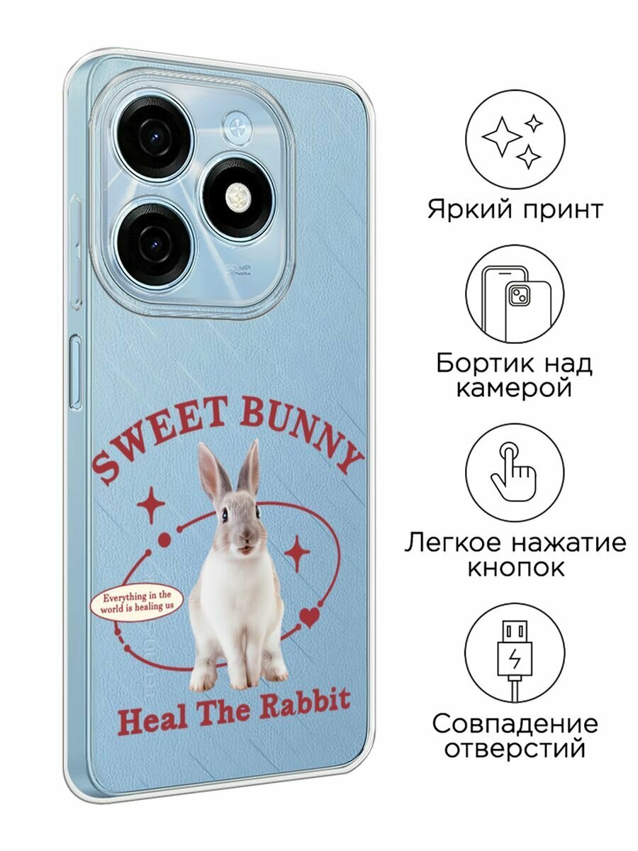 Чехол на Tecno Spark 20 / Текно Спарк 20 с принтом "Heal the rabbit", прозрачный — фото 1