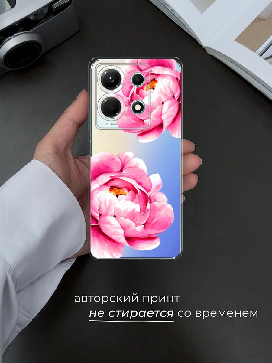 Чехол на Infinix Note 30 4G / Инфиникс Нот 30 4G с принтом "Open peonies", прозрачный — фото 1